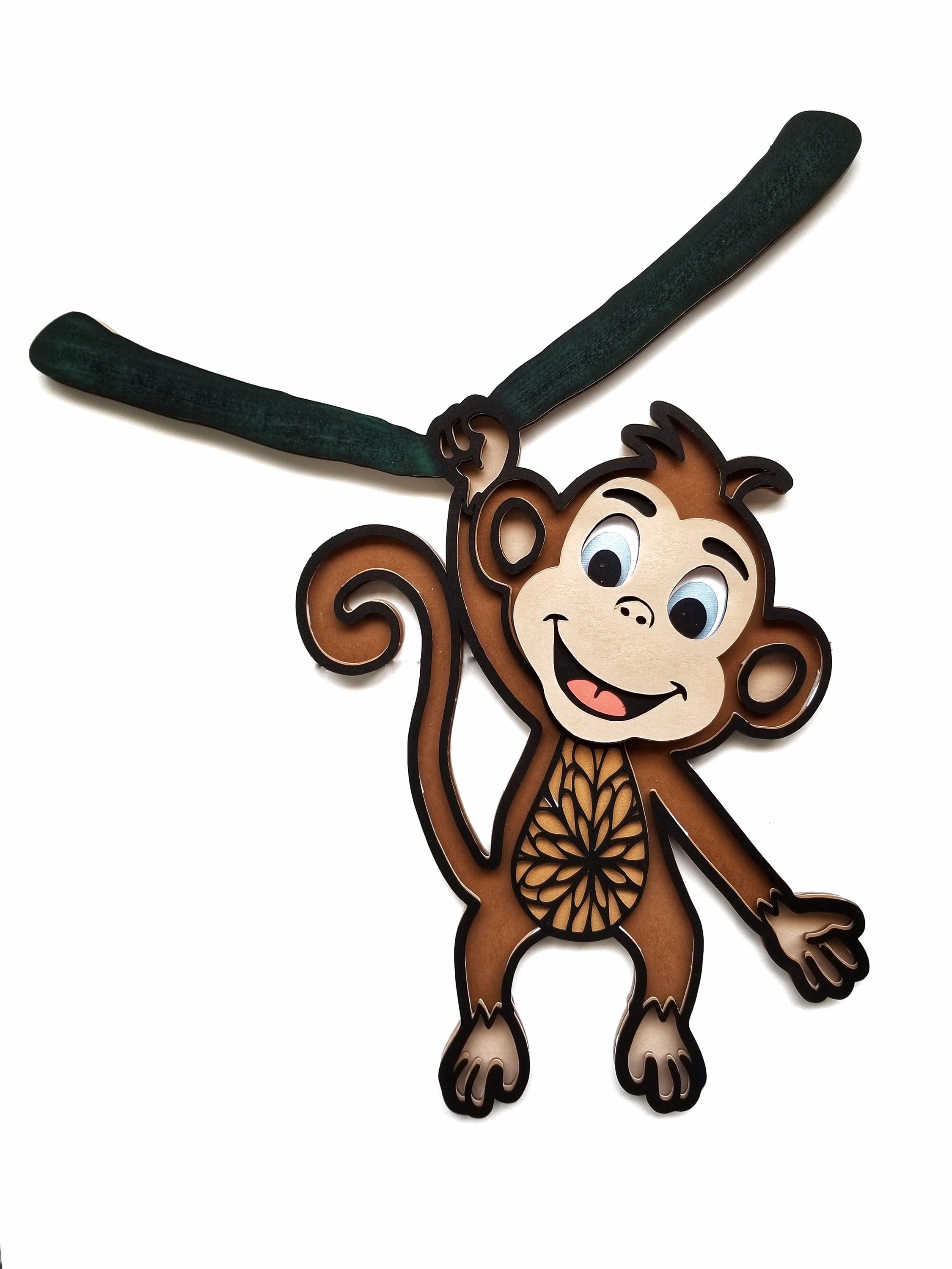 3D Layered Monkey SVG Cut File, 9 capas SVG, DXF, eps, pdf, png, jpg ...