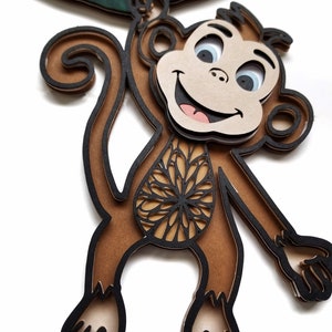 3D Layered Monkey SVG Cut File, 9 Layers SVG, DXF, Eps, Pdf, Png, Jpg ...