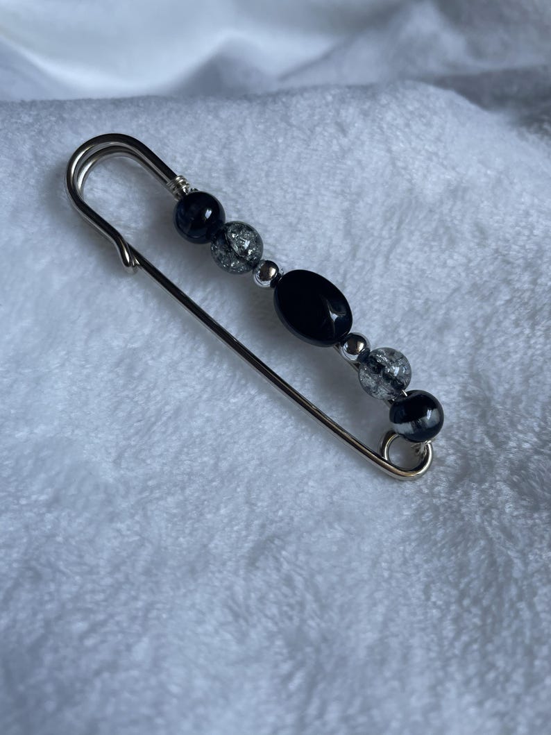 Black Shawl & Sweater Pin, Beaded Clothing Closure, Decorative Scarf ...