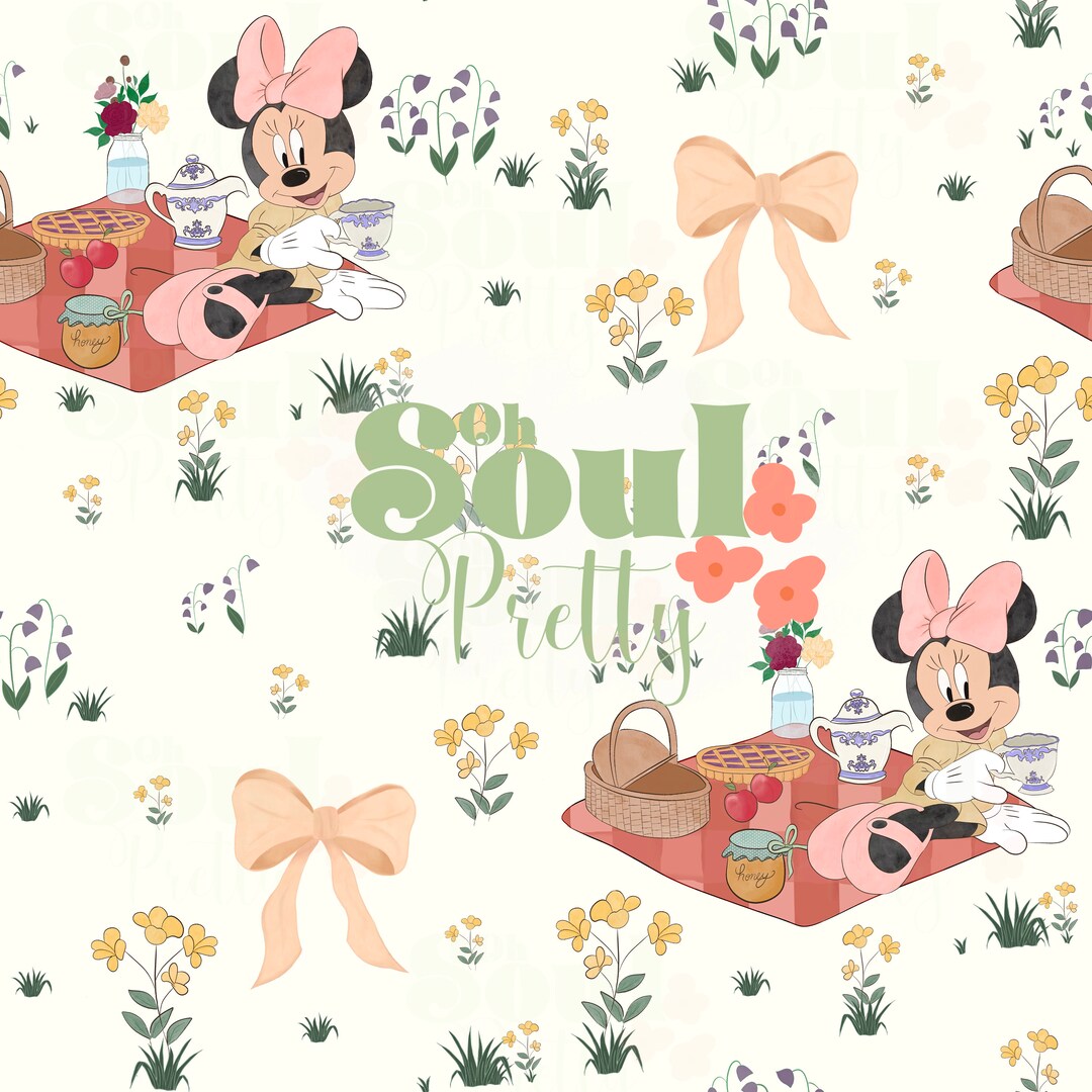Coquette Mouse Bow Picnic Hand Drawn Seamless File Commercial Use - Etsy