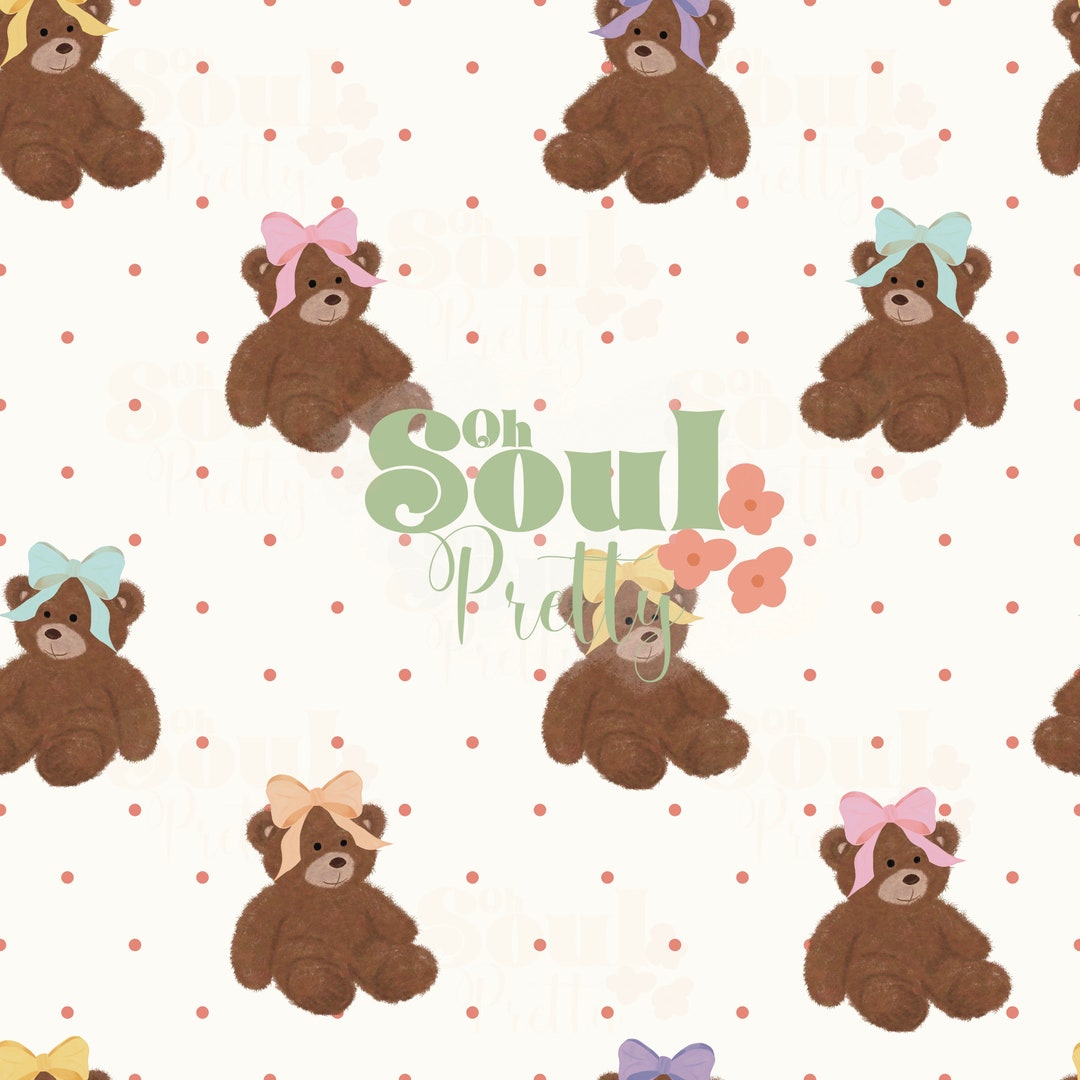Coquette Teddy Bear Girl Bows Seamless File Commercial Use - Etsy
