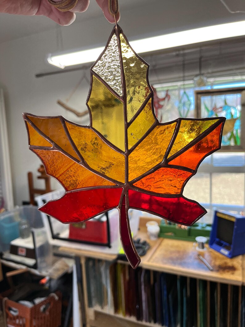 Slightly Damaged Ombre Stained Glass Maple Leaf - Etsy