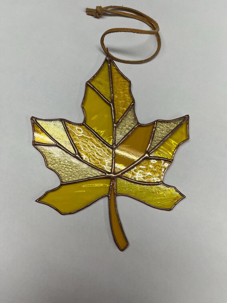 Shades of Yellow Stained Glass Maple Leaf - Etsy