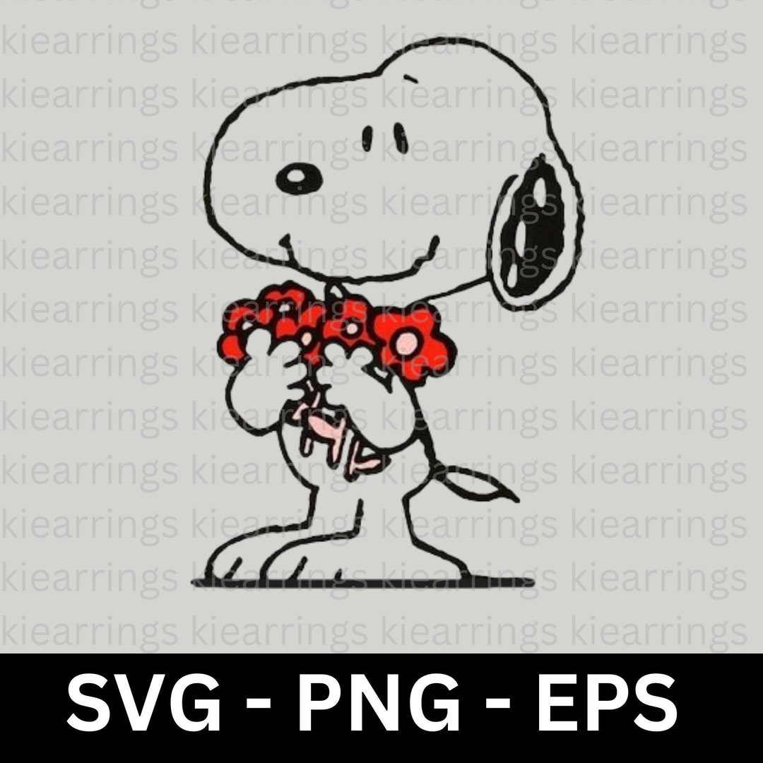 Snoopy Holding Hugging Red Flowers Downloadable SVG/EPS/PNG Files ...
