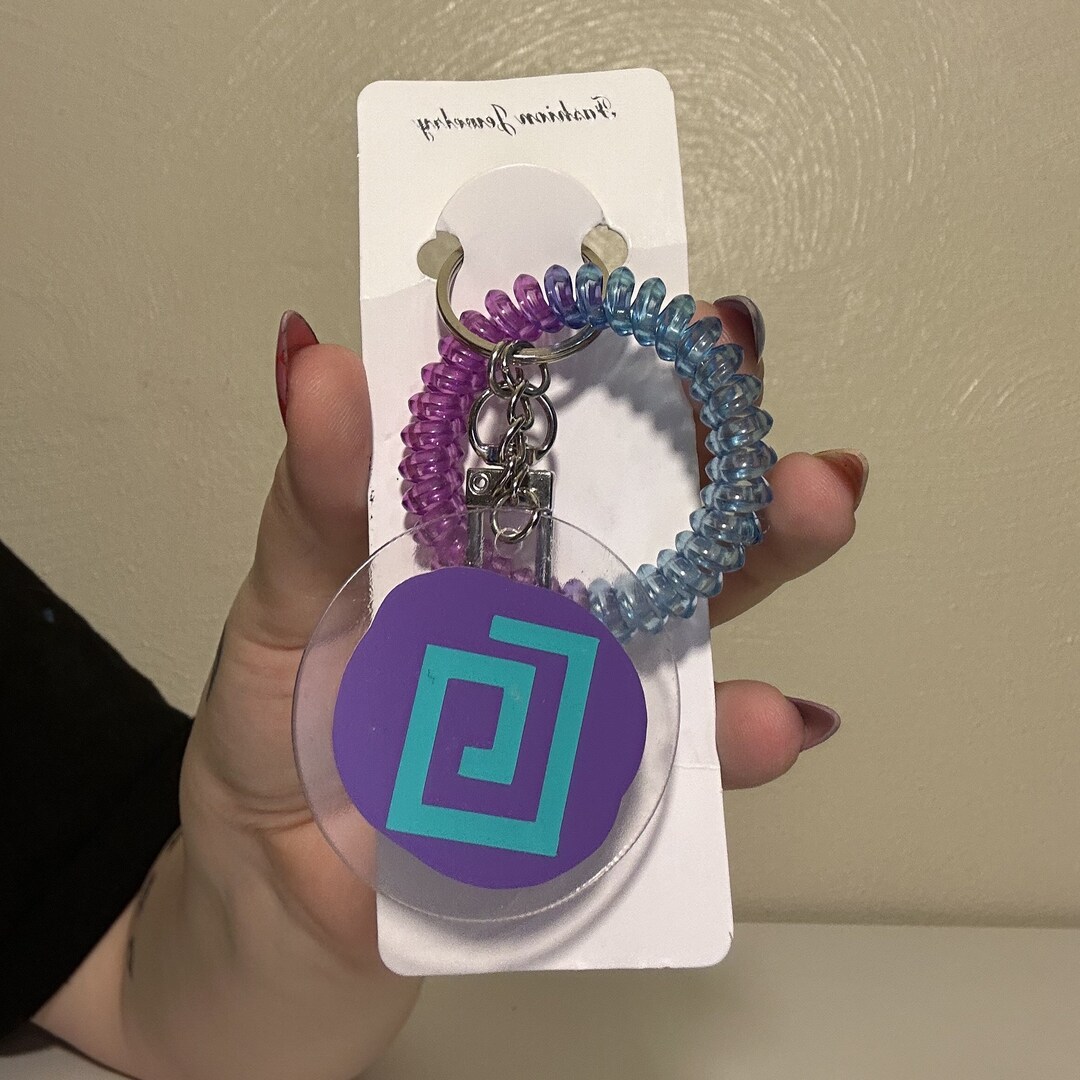 Handmade Teal Spiral on Purple Splot Keychain With Blue and - Etsy