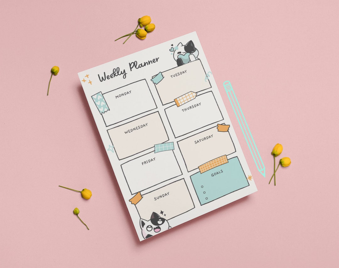 Cute Digital Weekly Planner Printable Planner Simple 1-page Planner ...