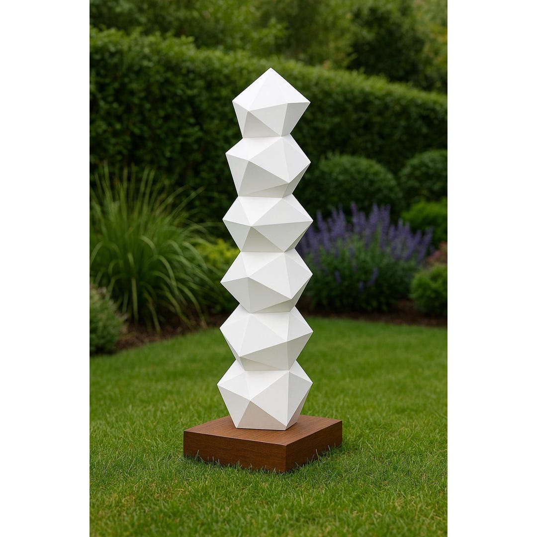 Modern Geometric Sculpture | Stacked Polygonal Art | Abstract Tower ...