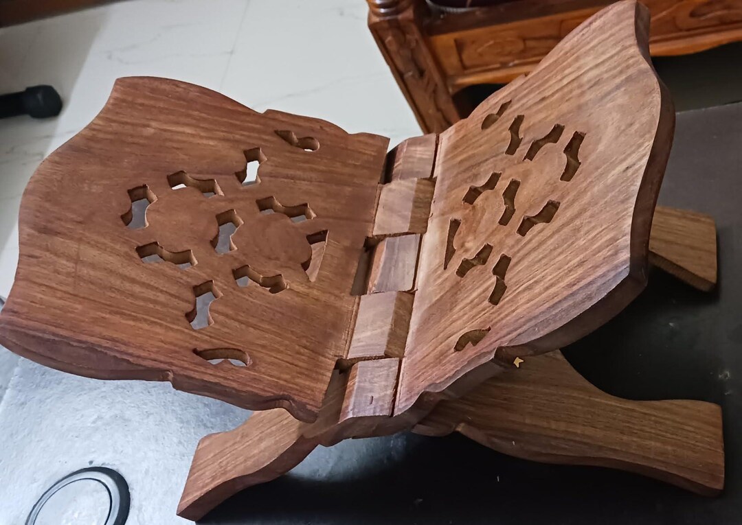 Handmade Folding Book Stand Holder, Wooden Cookbook Holder, Reading ...