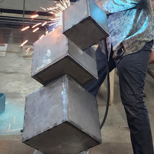 Cubular Clusters | Metal Sculpture Art | Black Color | Large Rusted ...