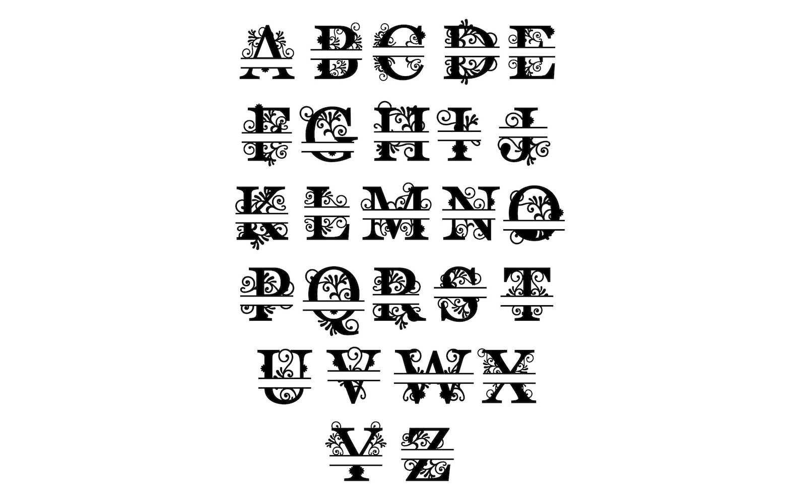 Split Letter Name Monogram DXF File Laser Cut Laser - Etsy