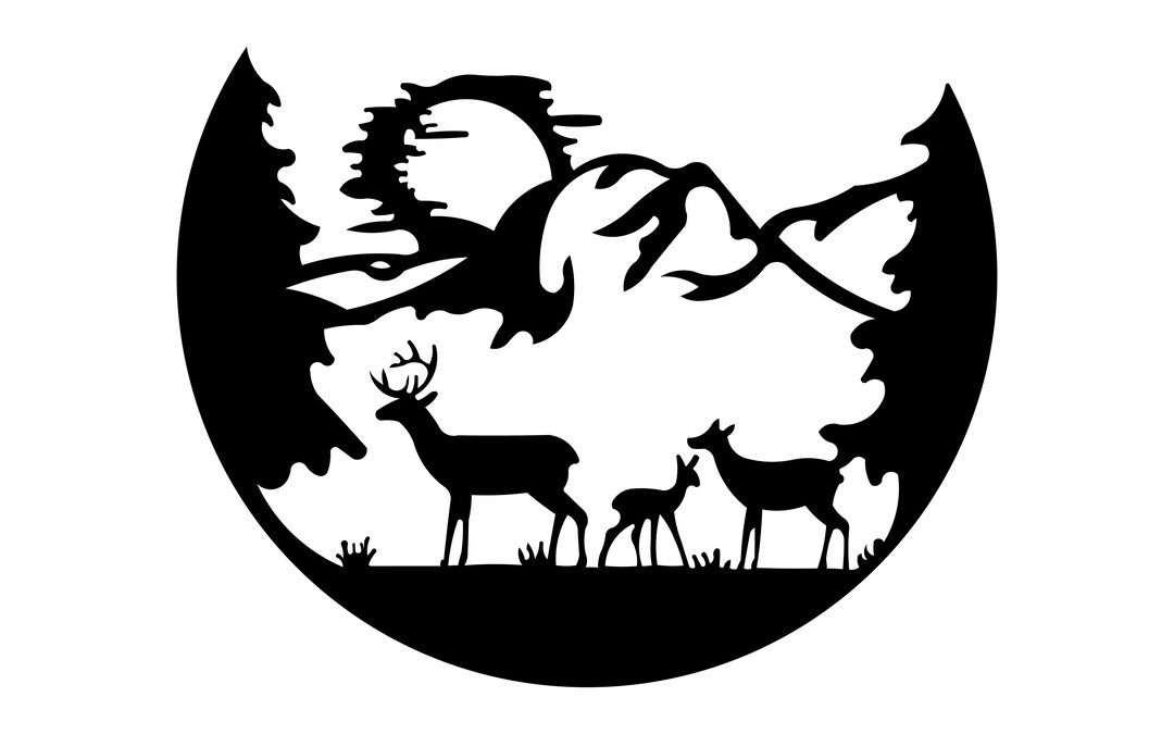 Deer | Deer Family Mountains | Cnc Plasma | Design Vector | Laser ...