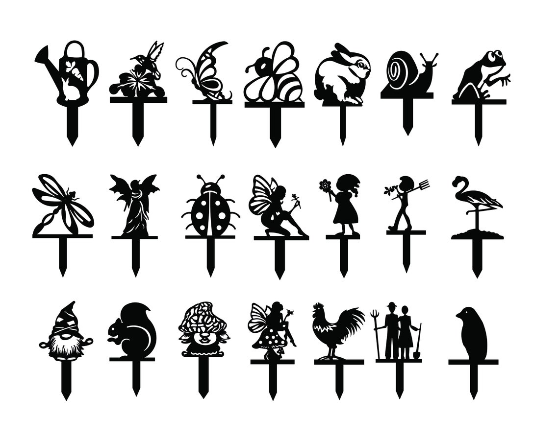 21 Gnome Garden Stake Dxf File Bundle Ready Dxf Digital Download Plasma ...