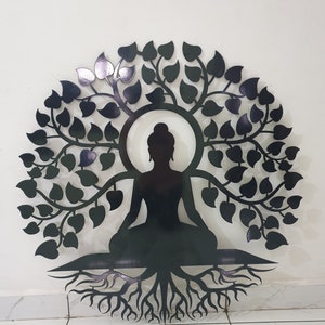 Buddha Tree Wall Art | Meditation Metal Decor | Laser Cut Enlightenment ...