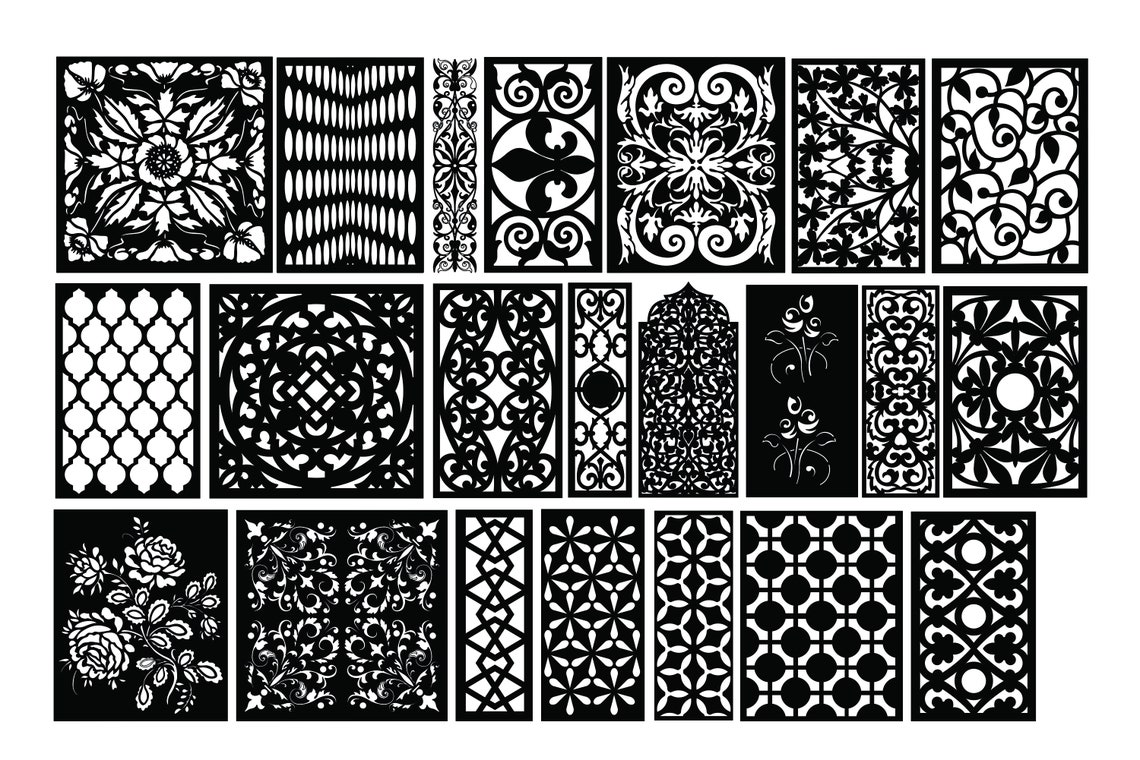 DXF Patterns File Privacy Screen Vinyl Decor Panel Templates Silhouette ...