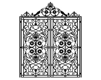 Main Gate Garden Doors Gate Design Svg | Iron Main Swing Gate Dxf ...