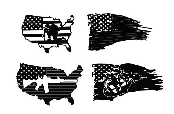 Military Soldiers With USA Flag DXF Sign Home Sign - Etsy