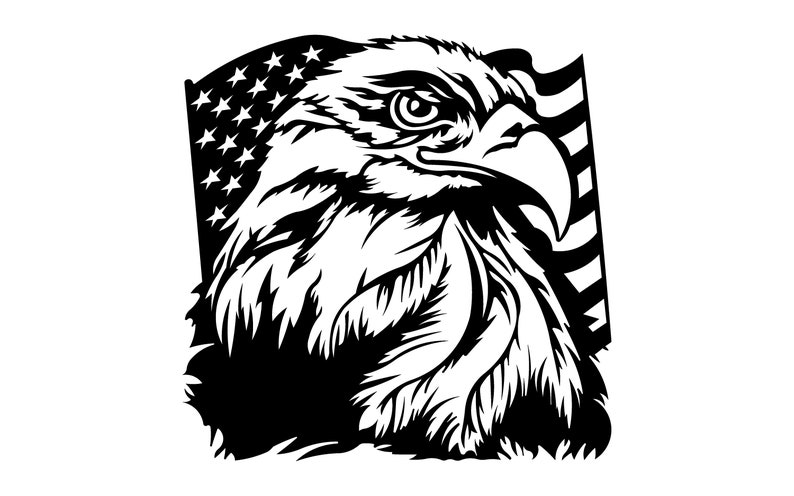 USA Flag With Eagle DXF Sign Home Sign Metal Plasma Laser Cut Design ...
