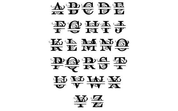 Split Letter Name Monogram DXF File Laser Cut Laser | Etsy