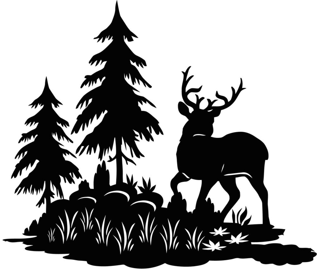 Male Deer | Horned | Forest Landscape | Wildlife Stencils | Forest ...