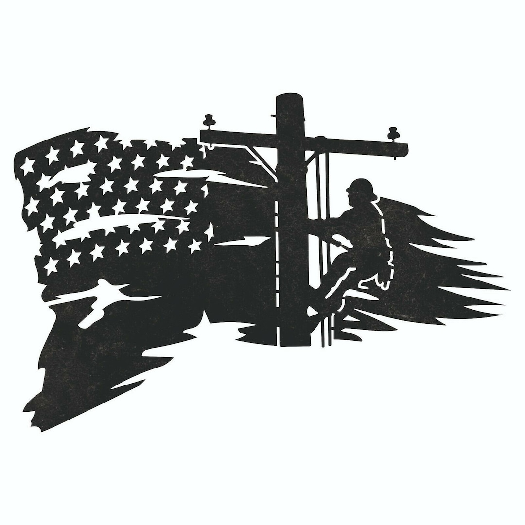USA Lineman Flag | DXF Sign | Home Decor | Metal Plasma | Laser Cut ...