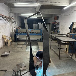 Small Metal Sculpture, Miniature Steel Artwork, Tiny Desk Statue, Metal ...