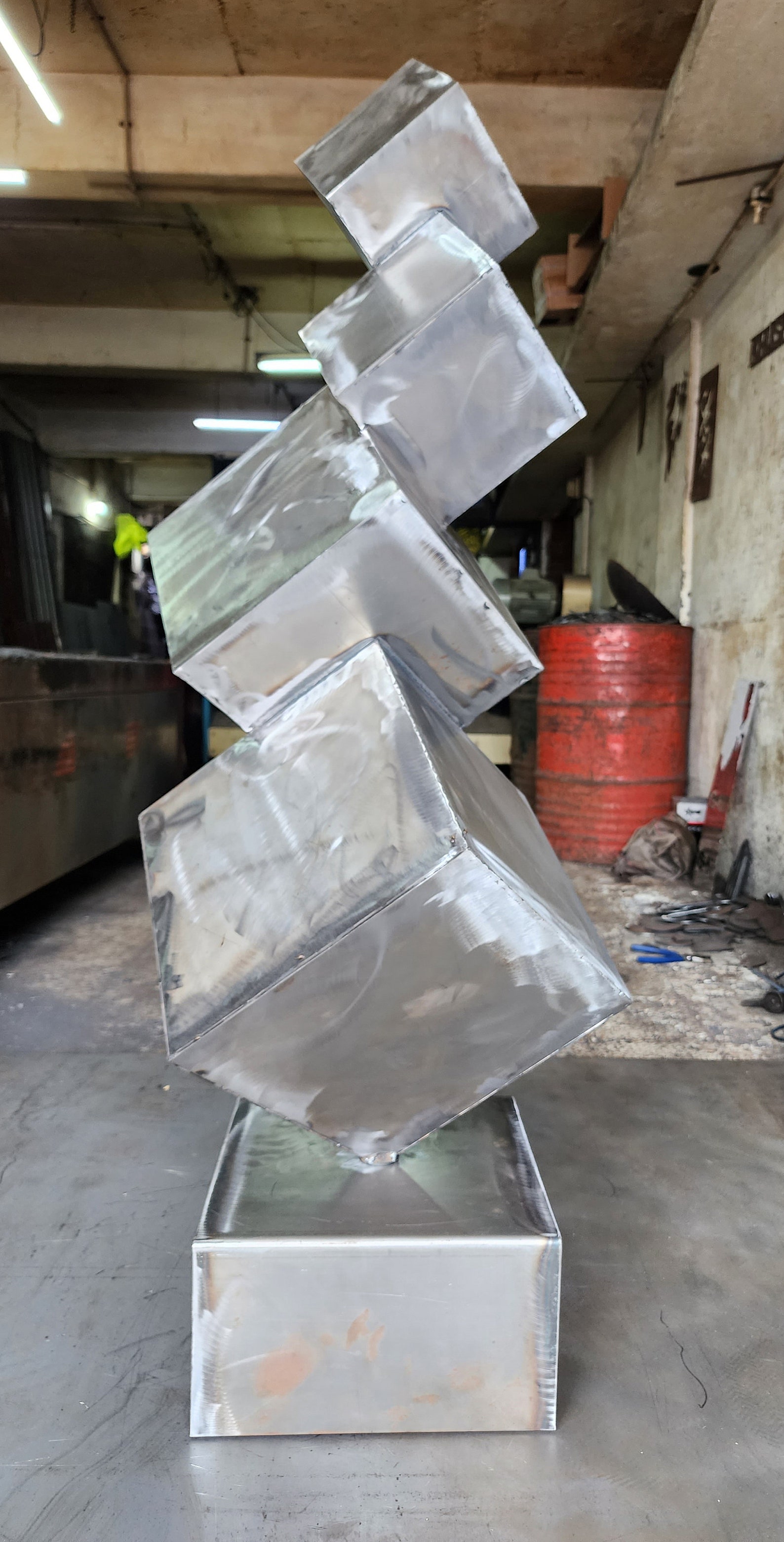 Cubular Clusters Metal Sculpture Art Black Color Large Rusted Cube ...