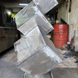 Cubular Clusters | Metal Sculpture Art | Black Color | Large Rusted ...