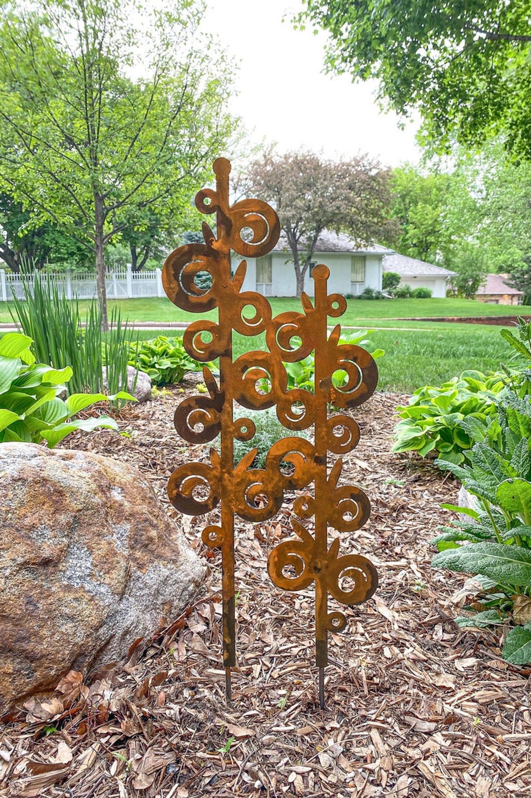 Abstract Metal Yard Decor | Hollyhock Metal Plant | Garden Yard Art ...