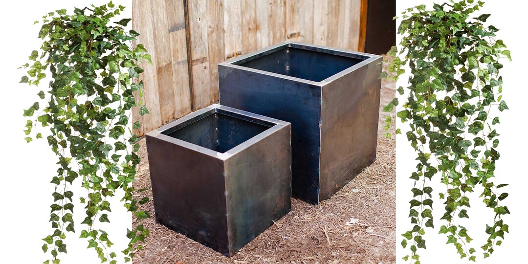 Steel Cube Planter, Modern Minimalist Planter, Succulent Plant Holder ...