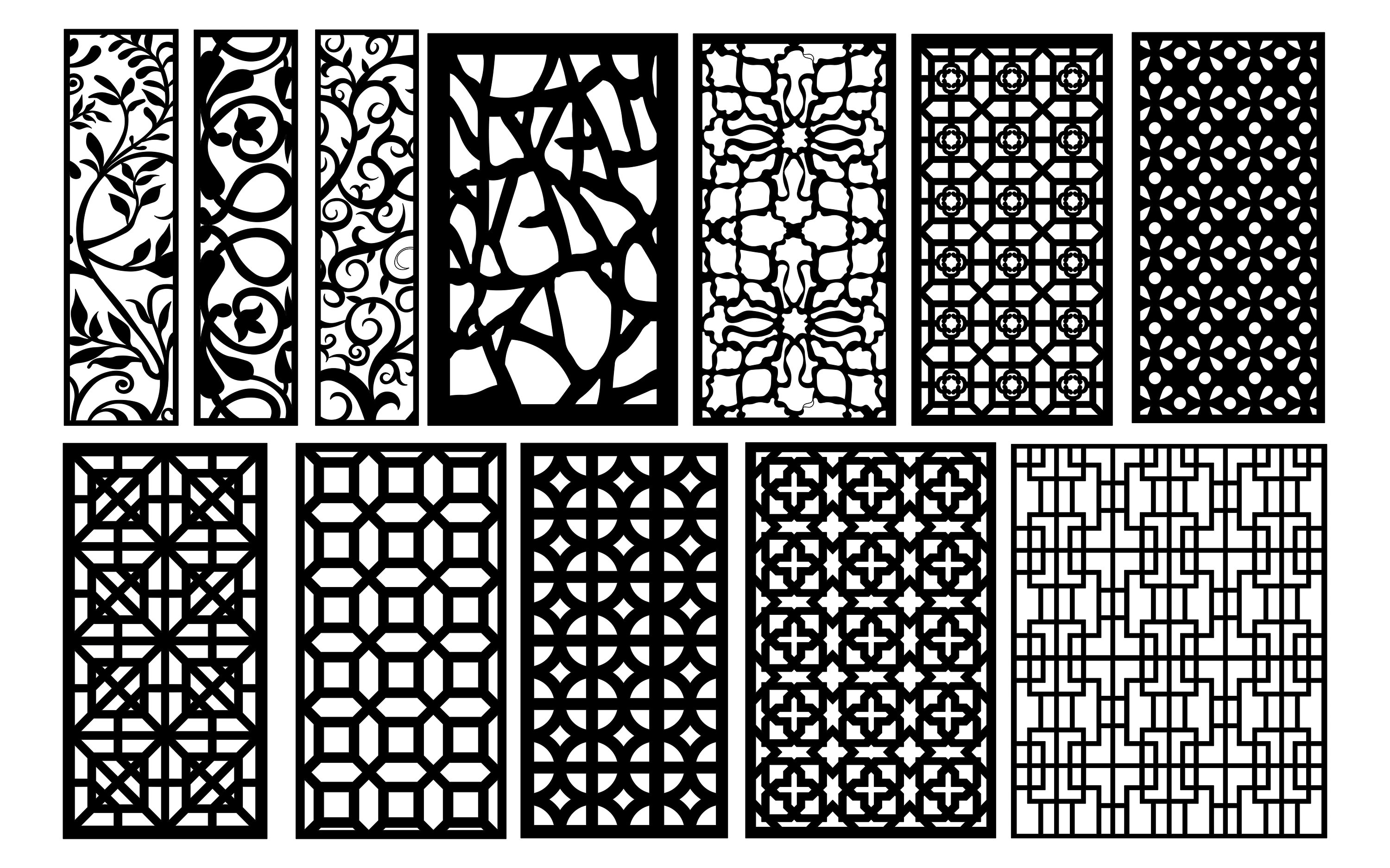 DXF Patterns File Privacy Screen Vinyl Decor Panel Templates Silhouette ...