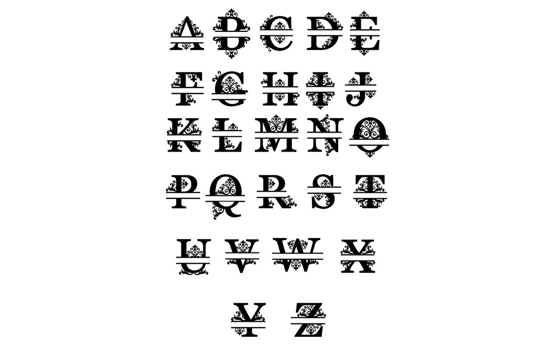 Split Letter | Name Monogram | DXF File | Laser Cut | Laser Cut Dxf ...