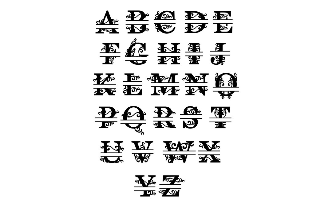 Split Letter | Name Monogram | DXF File | Laser Cut | Laser Cut Dxf ...