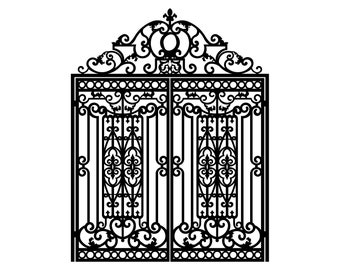 Main Gate Garden Doors Gate Design Svg | Iron Main Swing Gate Dxf ...