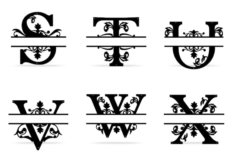 Split Letter Name Monogram DXF File Laser Cut Laser - Etsy