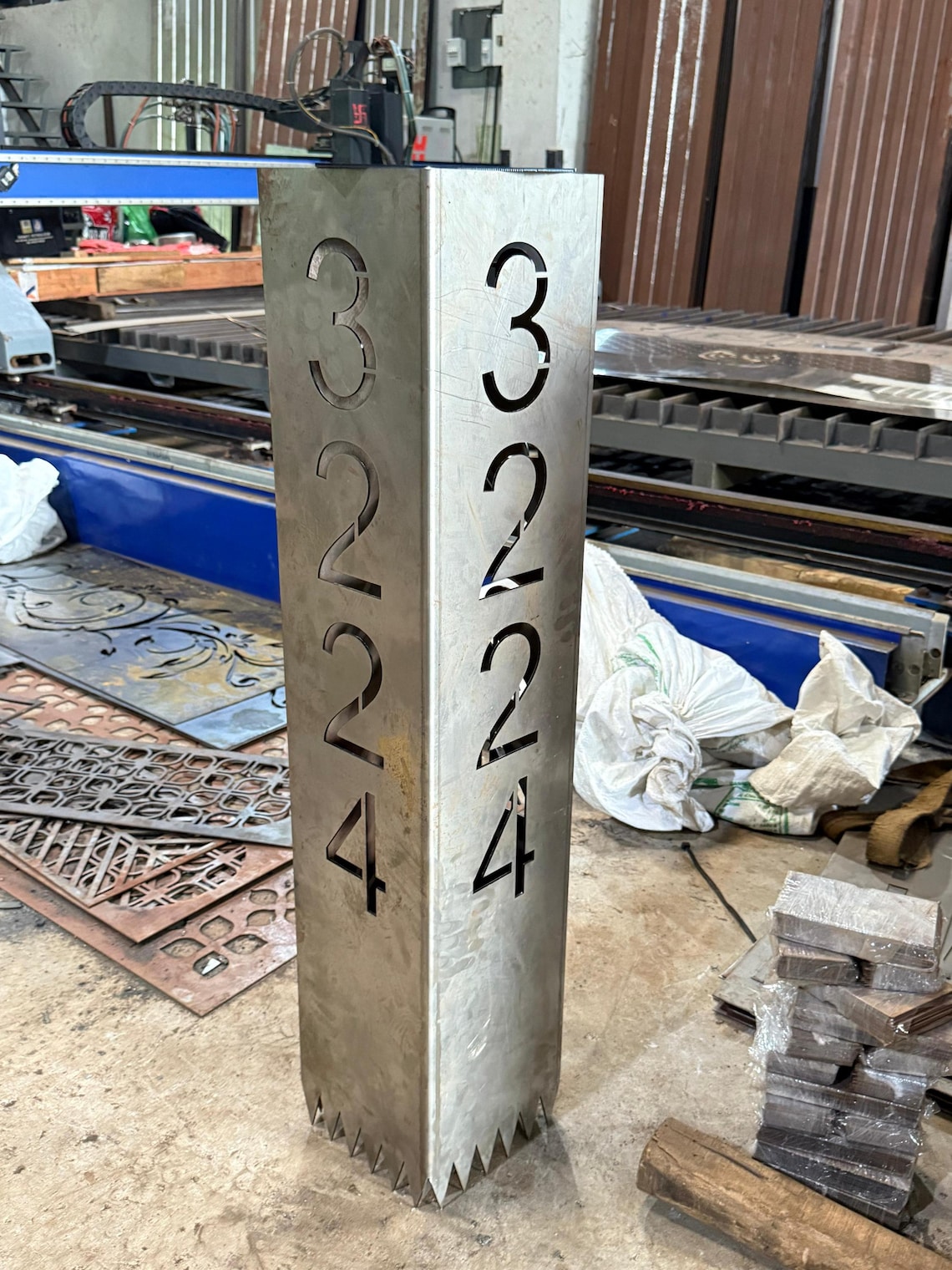Corten Steel Address Sign | Modern House Number Post | Rusted Metal ...