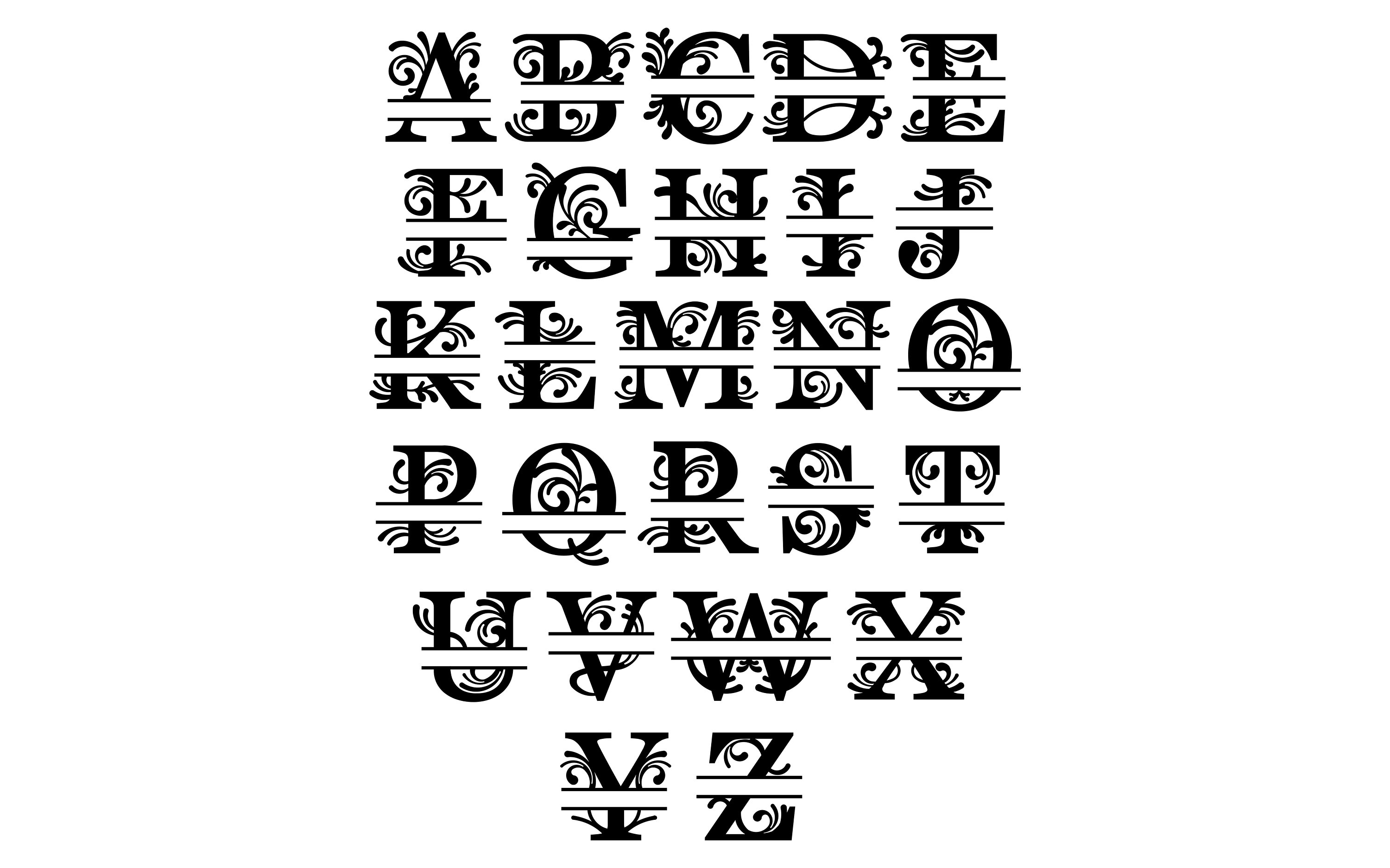 Split Letter Name Monogram DXF File Laser Cut Laser Cut Dxf Laser File ...