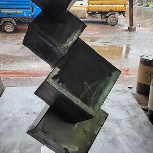 Cubular Clusters | Metal Sculpture Art | Black Color | Large Rusted ...