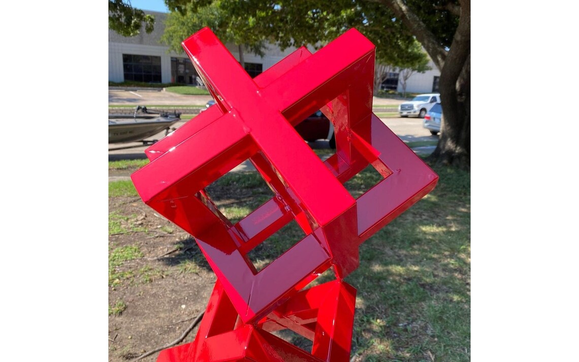 Red Cubular Clusters Metal Sculpture Art Geometric Modern - Etsy