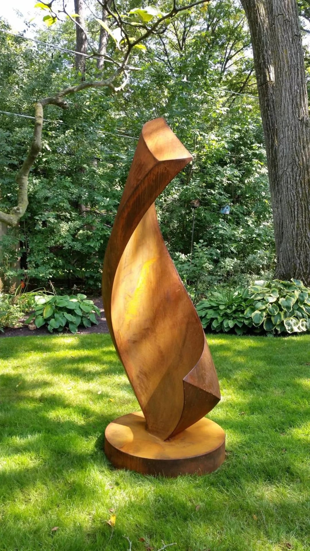 Abstract Metal Garden Sculpture, Modern Outdoor Art, Large Rusted Steel ...