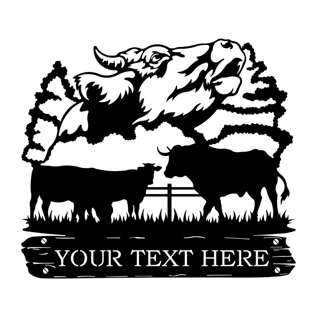 Buffalo Farm Scene DXF File | Cow Silhouette Vector | Ranch Laser Cut ...