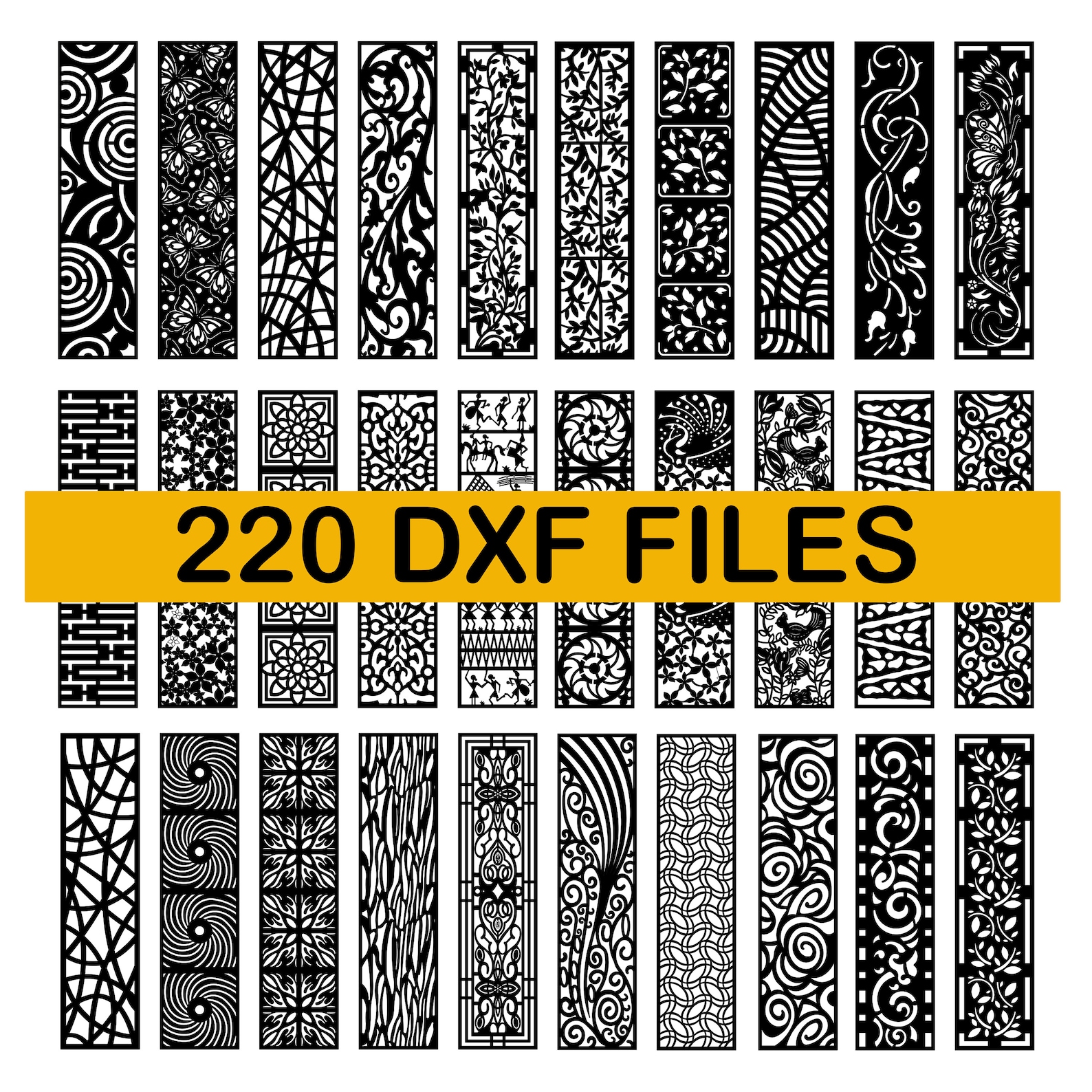 DXF Patterns File Privacy Screen Vinyl Decor Panel Templates Silhouette ...