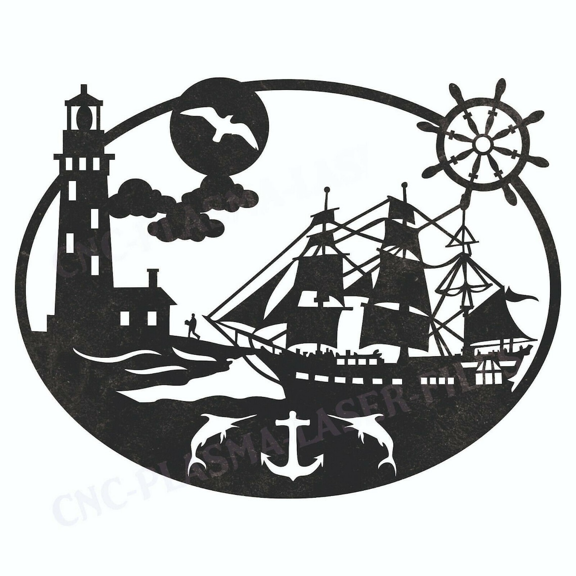 Ship Boat Light House DXF Sign Home Sign Metal Plasma Laser Cut Design ...