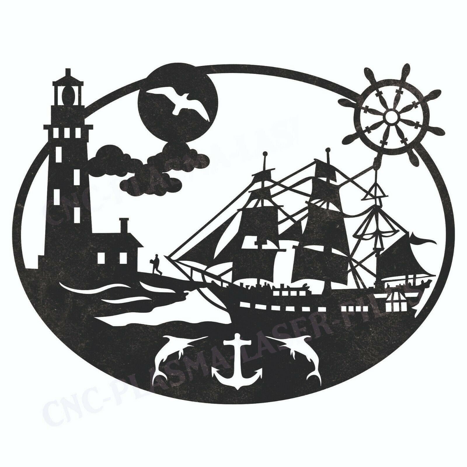 Ship Boat Light House DXF Sign Home Sign Metal Plasma Laser Cut Design ...