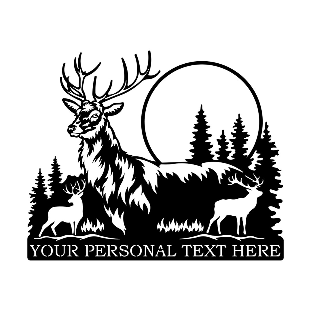Deer Metal Wall Art DXF File | Forest Elk Scene | Wildlife Plasma Cut ...