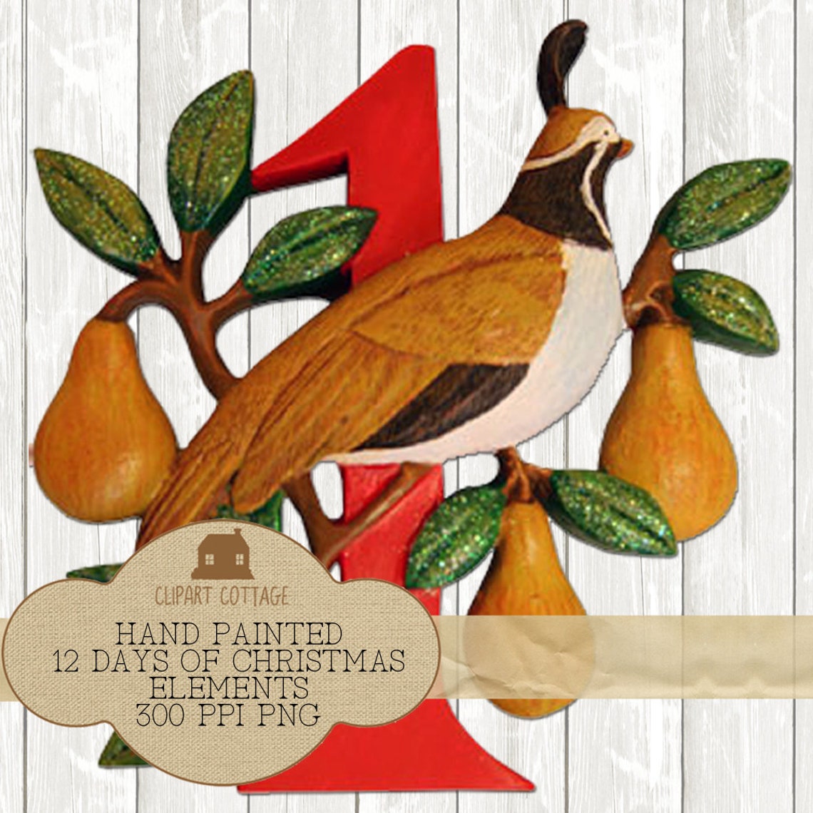 Christmas Watercolor 12 Days Twelve Color Printable Partridge PNG ...