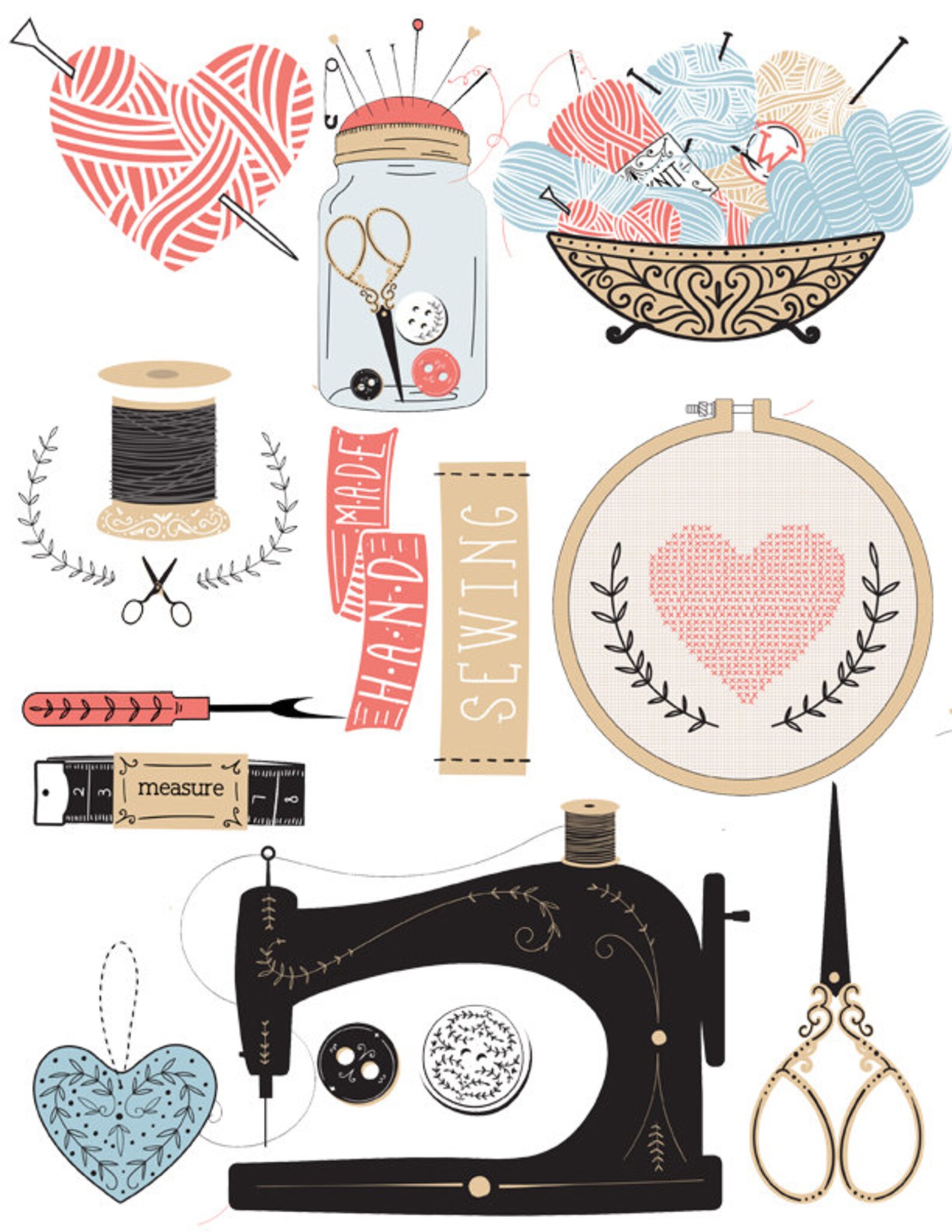 Sewing Craft Vector Graphic Needlepoint Logo Hobby Clip Art Clipart - Etsy