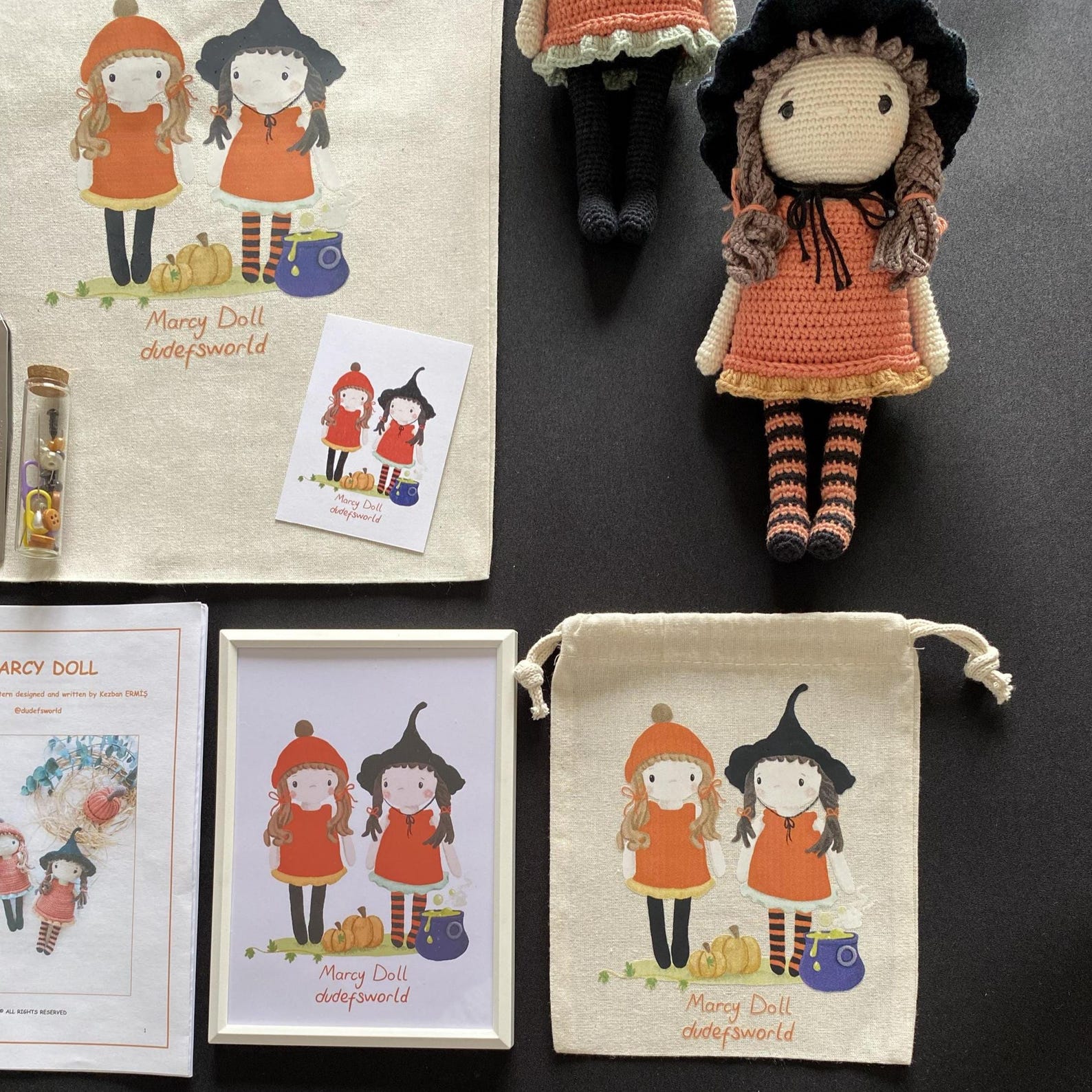 Marcy Doll Crochet Kit With Printed Pattern, Amigurumi DIY Kit (makes ...