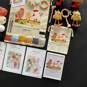 CROCHET KIT Rooster Robi-chicken Bloom-chick Pam With Printed Pattern ...