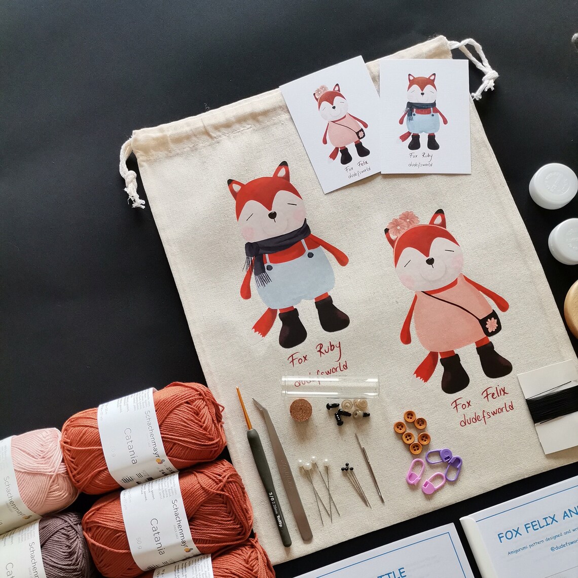 Amigurumi Crochet Kit, Fox & Rattle, With Printed Pattern - Etsy