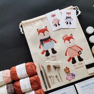 CROCHET KIT Fox Felix and Ruby and Fox Rattle With Printed Pattern ...